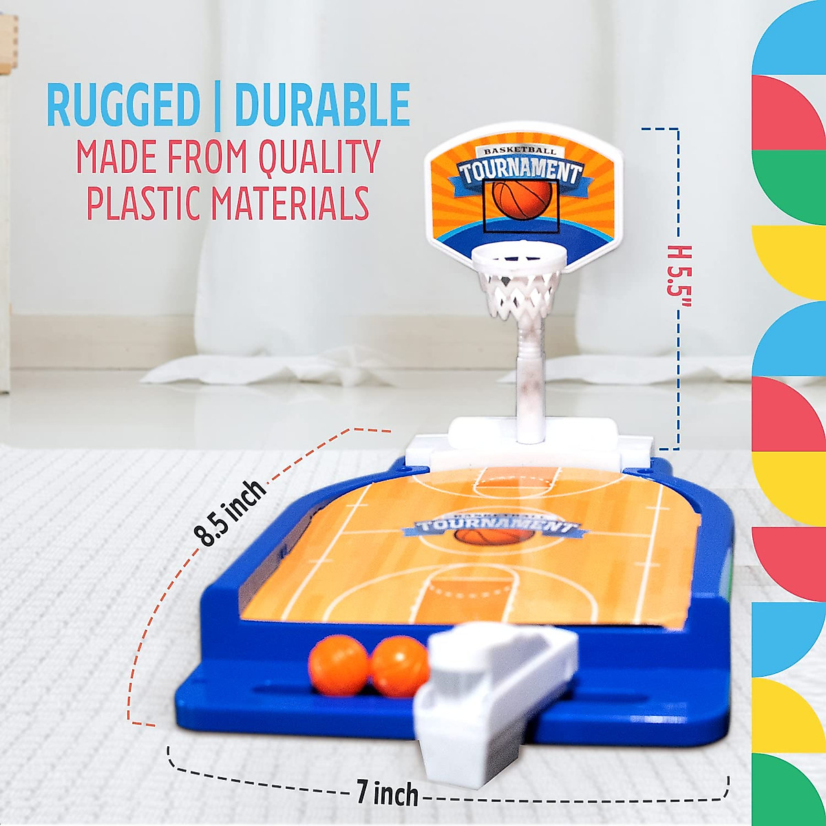 Dazzling Toys Kids Indoor Basketball - Mini Tabletop Finger Flick Games for Toddler, Desk Game Toys, Small Table Sports Machine Toy, Tiny Basketballs & Hoop for Home, Kid Basket Ball Room Arcade