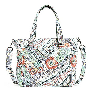 Vera Bradley Women's Cotton Multi-Strap Shoulder Satchel Purse, Citrus Paisley - Recycled Cotton, One Size