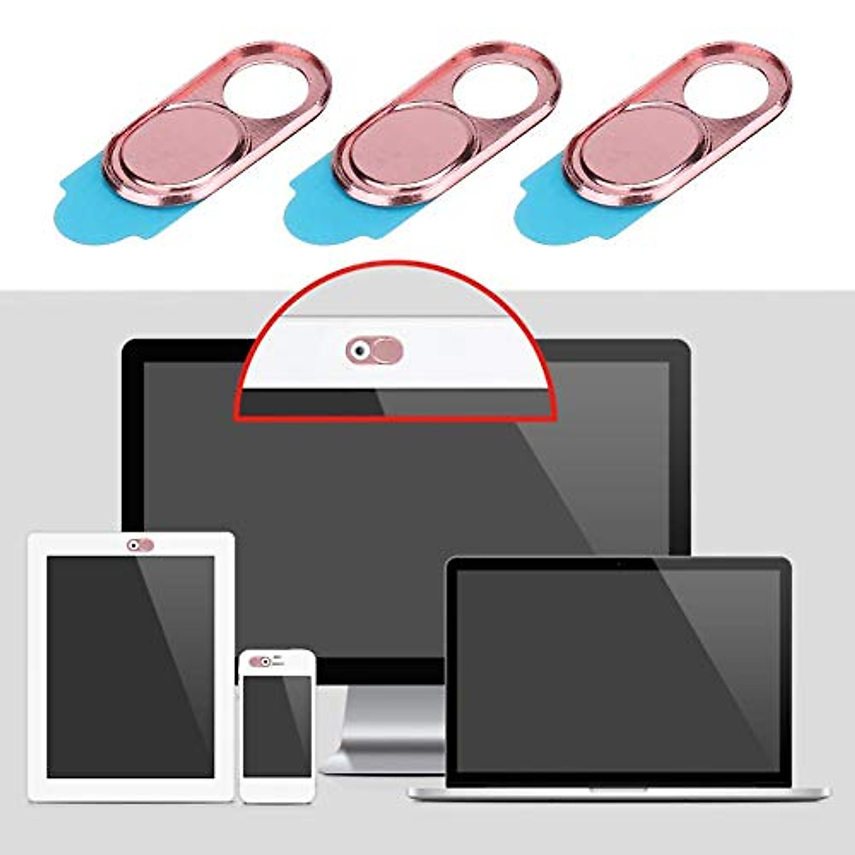Andraw Valentine's Day Present Easy to Install Webcam Protect Sticker, Camera Protect Sticker, for Phone Smartphone Len(Pink)