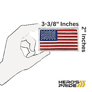 6 Pack Hero's Pride Tactical American Flag Patches - 3-3/8" x 2" Embroidered USA Uniform Emblem Patch - Sew On Designed for Military and Tactical Clothing - Reverse USA Flag (6 Pieces)