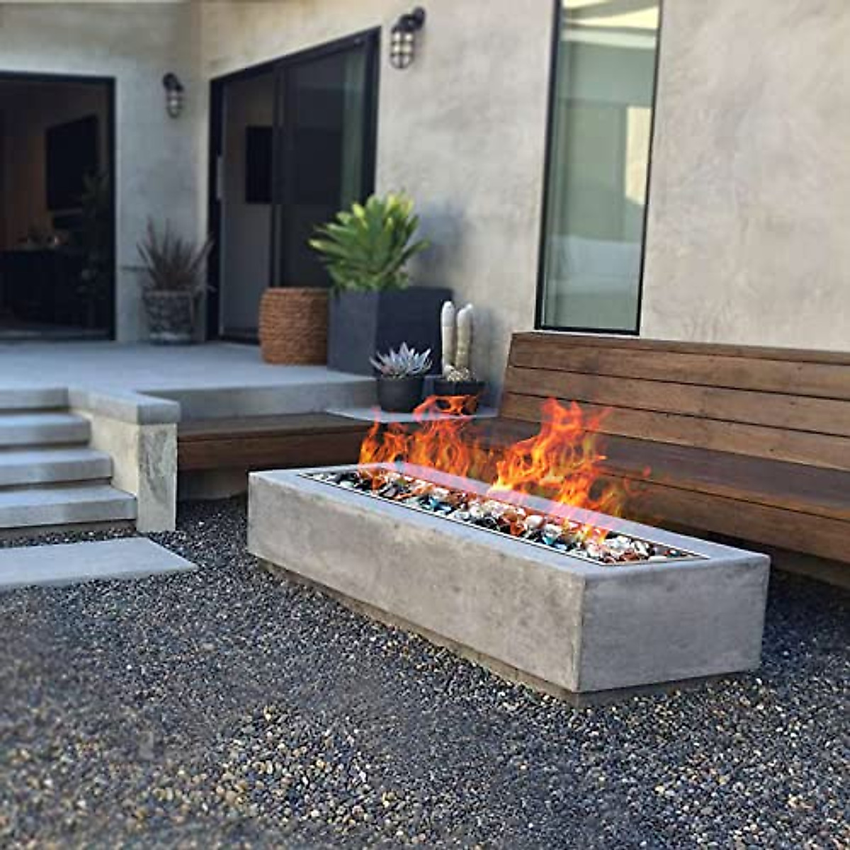 Square Drop-in Fire Pit Pan 31.5 * 12inch Outdoor Gas Fire Pit with Natural Gas Kit and Control Panel Stainless Steel Propane Fire Pit for Indoor Outdoor Picnics