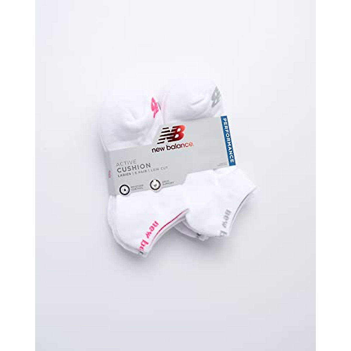New Balance Women's Athletic Socks - Cushion Low Cut Ankle Socks (6 Pack), Size 4-10, White Assorted
