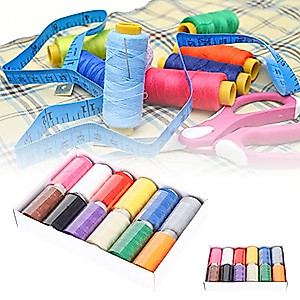 12Pcs Sewing Thread Set, Colorful Polyester Embroidery Tools Handmade DIY Knitting Supplies, Sewing Kit with Thread for Sewing - Essential DIY Sewing Supplies