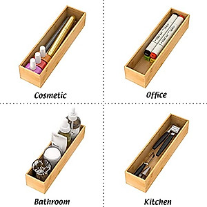 Bamboo Drawer Organizer Storage Box Bathroom Living Room Kitchen (12"3"2.5")