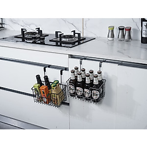 2Pack Over The Cabinet Door Organizer,Hanging Storage Wire Basket Suitable for Kitchen,Cabinet,Bathroom,Pantry,Black