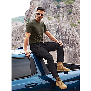 FREE SOLDIER Men's Cargo Pants,Tactical Pants for Men Stretch,Durable Ripstop EDC Work Pants for Hiking (Black 34Wx30L)