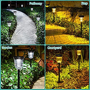 Ortope Solar Pathway Lights Outdoor Garden,200 Lumen 4Pack Solar Powered Outdoor Landscape Path Lights,12Hrs Long Last High Lumen LED Solar Walkway Yard Garden Sidewalk Patio Lights Waterproof