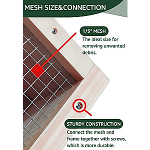 Soil Sifter,Dirt Sifter for Gardening Rock Sifter for Rocks Compost Sifter Wooden Sifting Screen,Garden Sieve for Pellet/Gravel/Soil/Leaves,Garden Tool 15.7" x11.8”x2.8” with 1/5” Mesh…