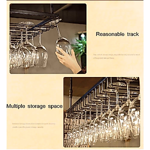 FKRACK Wine Glass Holder Ceiling Mounted Wine Glass Hanging Rack Industrial Height Adjustable Wine Glass Shelf (Color : Black, Size : 120×40cm)