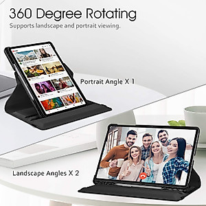 Fintie Rotating Case for Samsung Galaxy Tab S8 Plus 2022/S7 FE 2021/S7 Plus 2020 12.4 Inch with S Pen Holder, 360 Degree Swiveling Stand Cover Auto Sleep/Wake, Black