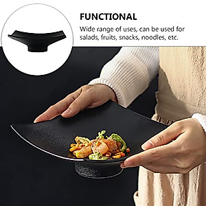 BESTonZON Square Dinner Plates, serving platters serving trays dessert plate Matte Black Serving