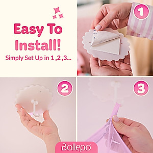 Bollepo Bed Canopy for Girls Bed with Glowing Stars - Princess Room Decor, Ceiling Net to Cover Toddler | Full, Twin Size Kids Bed Curtains, Fire Retardant Fabric (White - Unicorn)