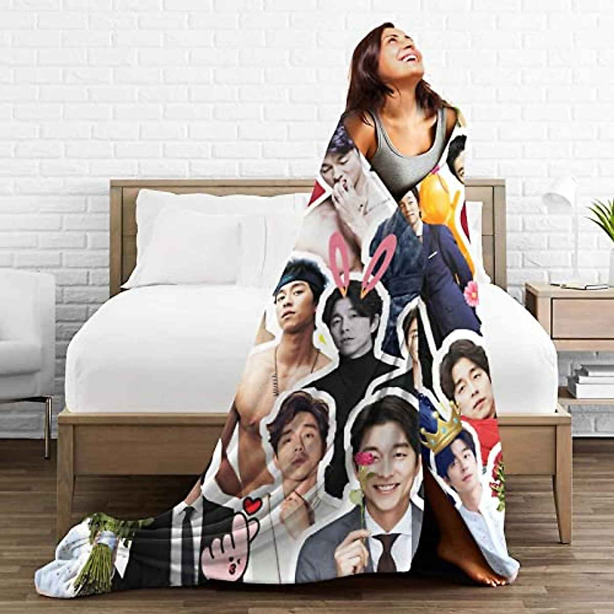 Blanket Gong Yoo Soft and Comfortable Warm Fleece Blanket for Sofa,Office Bed car Camp Couch Cozy Plush Throw Blankets Beach Blankets