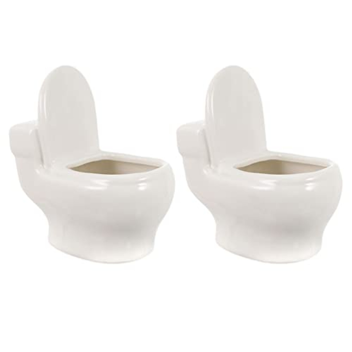 Plants Decor 2pcs Ceramic Toilet Plant Pot Succulent Planter Mini Flower Pots Bonsai Pot with Drainage Holes for Home Office Table Decoration Office Decor