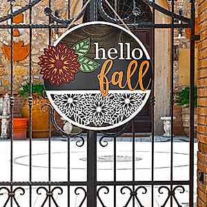 3D Hello Fall Wood Sign Thanksgiving Decorations Flower Welcome Sign for Front Door Welcome Decoration for Farmhouse Porch Fall Welcome Wood Hanging Sign Rustic Home Sign (Flower)