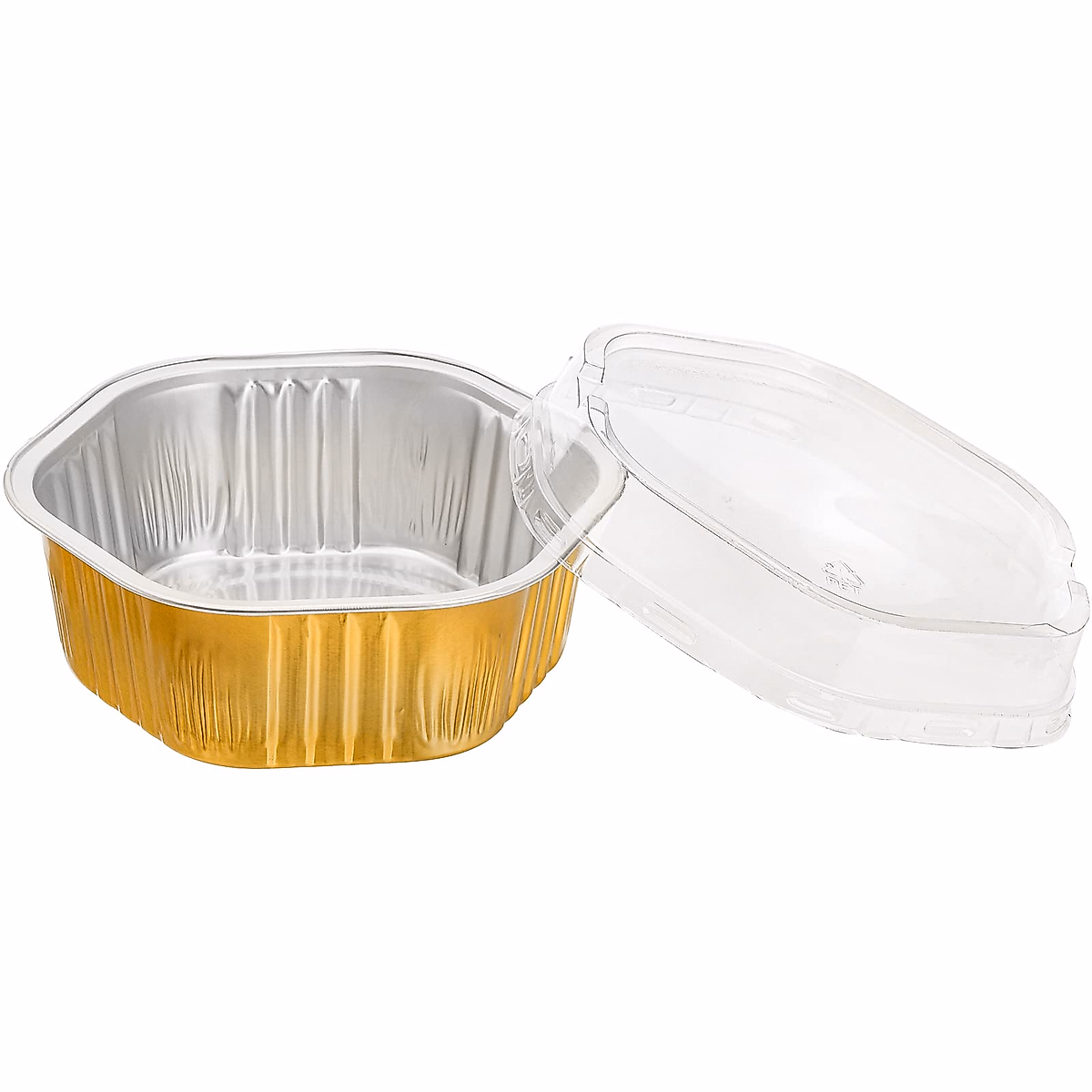 Frcctre 35 Pack Aluminum Foil Baking Cups with Lids, 13 Oz Disposable Hexagon Aluminum Foil Ramekins, Disposable Muffin Liners Cupcake Baking Cups for Dessert Pudding Party Wedding Birthday