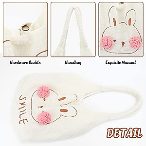KUANG! Teddy Plush Shoulder Handbag Purse Cute Bear Fluffy Hairball Tote Plush Handbag Faux Lambs Wool Large Shopping Bag