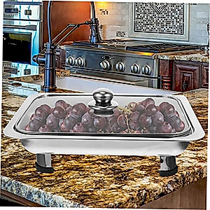 Garneck Steel Buffet Metal Serving Tray Dish Rack Tray Stainless Steel Sheet Pan Salad Platter Chafing Warmers Chafing Dish Inserts Buffet Party Metal Tray Canteen Tray Buffet Snack Tray