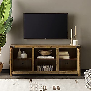 Walker Edison Georgetown Modern Farmhouse Double Barn Door TV Stand for TVs up to 65 Inches, 58 Inch, Barnwood