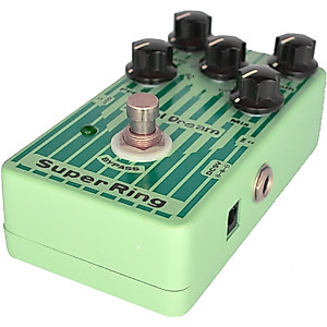 Aural Dream Super Ring Guitar Effect Pedal provides 2 ring modes and 6 modulation waveforms through adjusting Rate and fluctuating Depth to simulate Tubular Bell,Chime and Bells,True Bypass