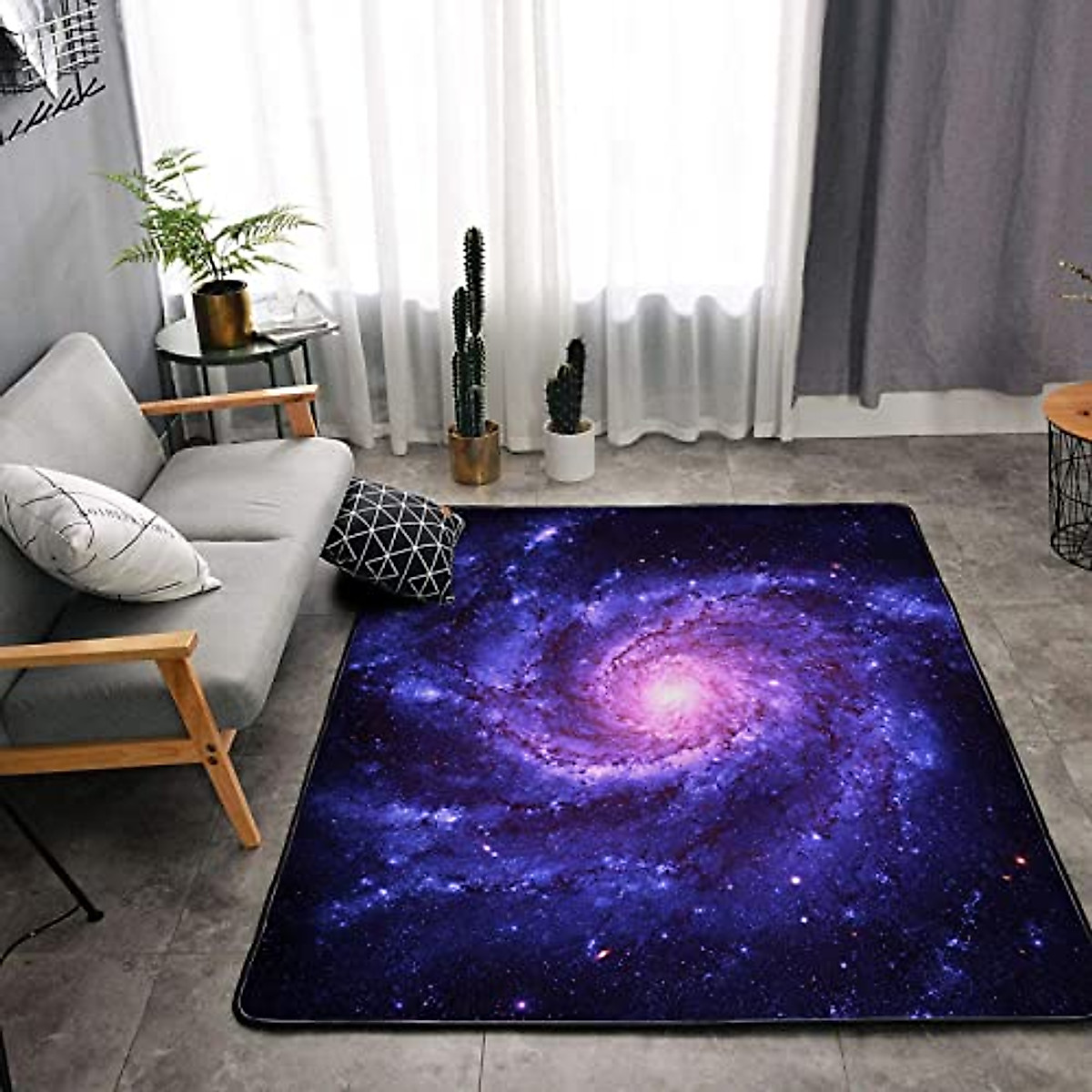 Washable Area Sponge Rug Mat for Kids Girls Bedroom Living Room Spiral Galaxy, Outer Space Psychedelic Nebula Universe Non-Slip Carpet Super Soft Extra Thick Bathroom Home Indoor Small Floor Rugs