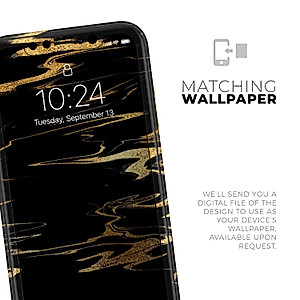 Design Skinz Black & Gold Marble Swirl V2 - DesignSkinz Protective Vinyl Decal Wrap Skin Cover Compatible with The Apple iPhone 8 (Full-Body, Screen Trim & Back Glass Skin)