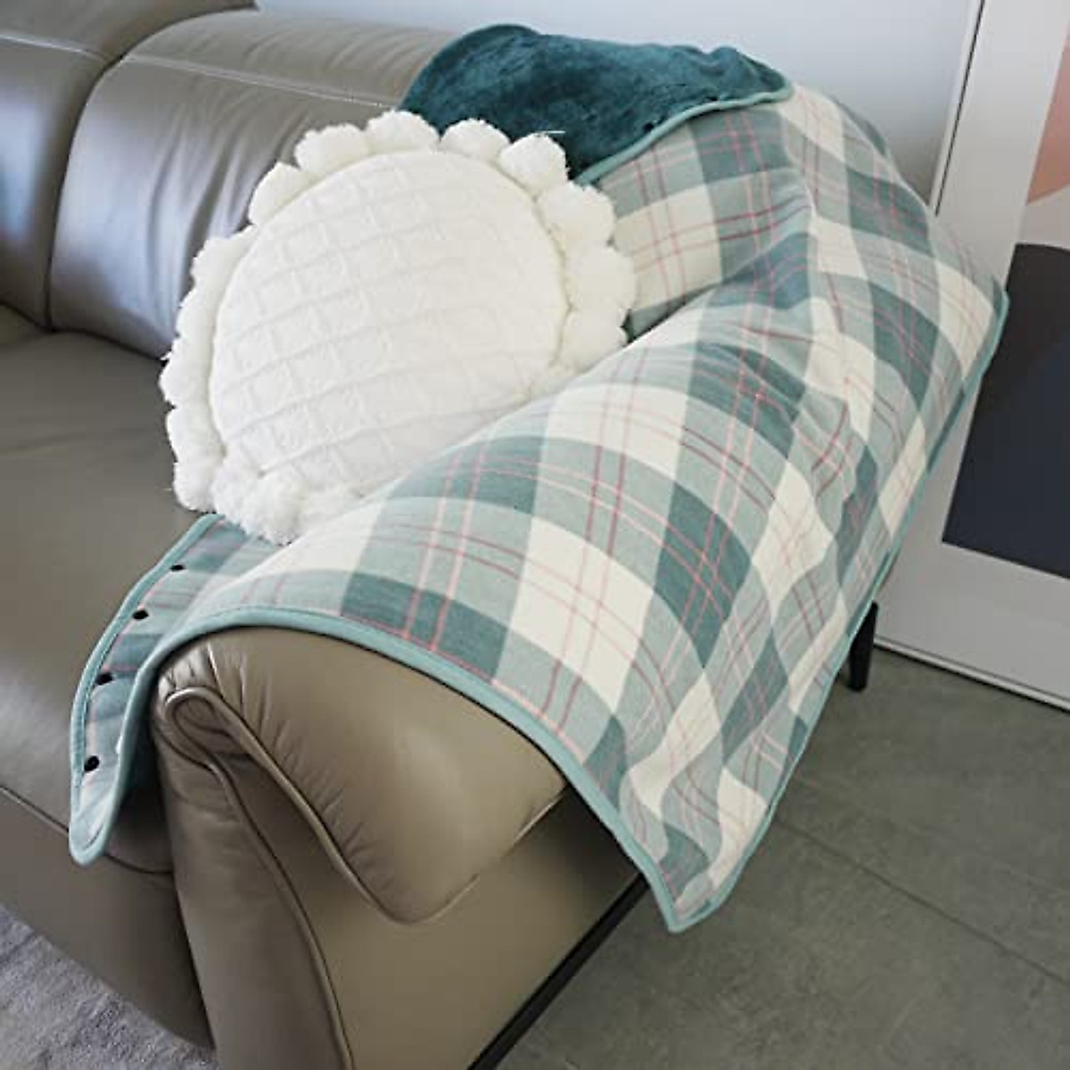 Weavric Light Blue Wearable Blanket, Sleeveless Poncho with Buttons, Bed Throw, Shawl, Cape, Comfy Soft Warm Fleece Plush, Wearing Front and Back