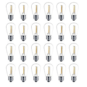 Meconard 24 Pack LED S14 Replacement Light Bulbs, Shatterproof Outdoor String Light Bulbs, 1 Watt to Replace 11Watts Incandescent Bulb, E26 Regular Medium Screw Base, 2200K Warm White, Non-Dimmable