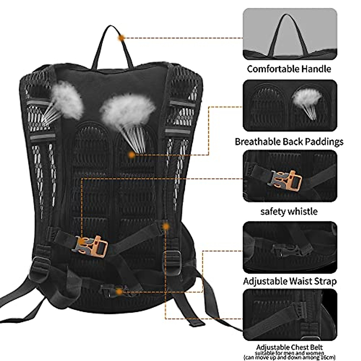 EULANT Small Lightweight Backpack for Hiking/Cycling/Walking/Running/Skiing/Biking/Short Trip/Camping, Waterproof Daypack Backpack, 14L Hydration Pack Rucksack for Women Men