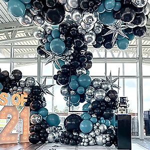 RUBFAC Black Balloons Latex Balloons 100pcs 12 Inch Helium Balloons for Birthday Graduation Baby Shower Wedding Holiday Party Decoration, Black Ribbon