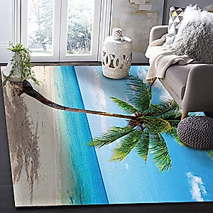 Fantasy Staring Area Rugs for Living Room & Bedroom, Palm Trees Tropical Summer Season Non-Slip Modern Carpet Children Playroom Soft Carpet Floor Mat Home Decor 2' x 3'