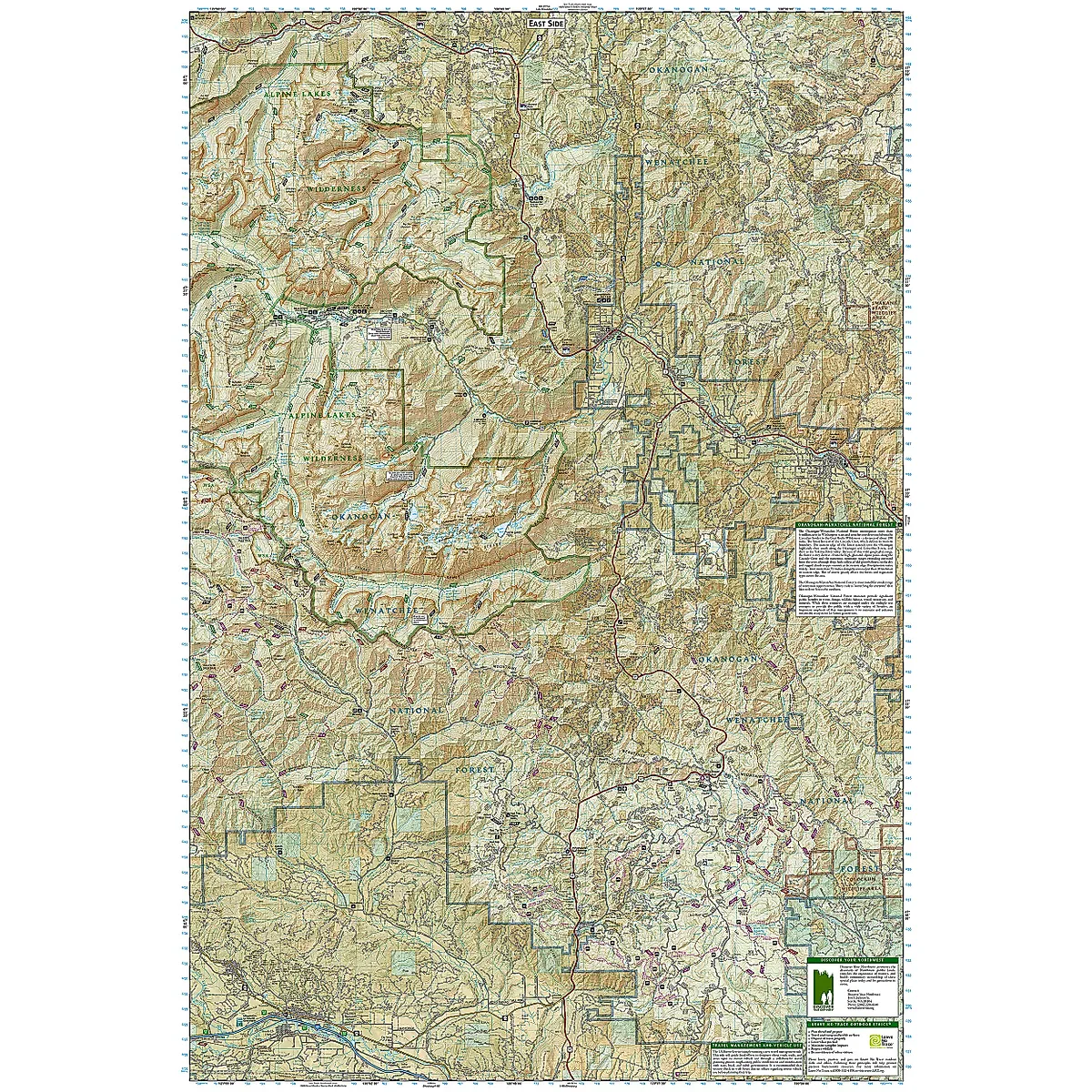 Alpine Lakes Wilderness Map [Mt. Baker-Snoqualmie and Okanogan-Wenatchee National Forests] (National Geographic Trails Illustrated Map, 825)