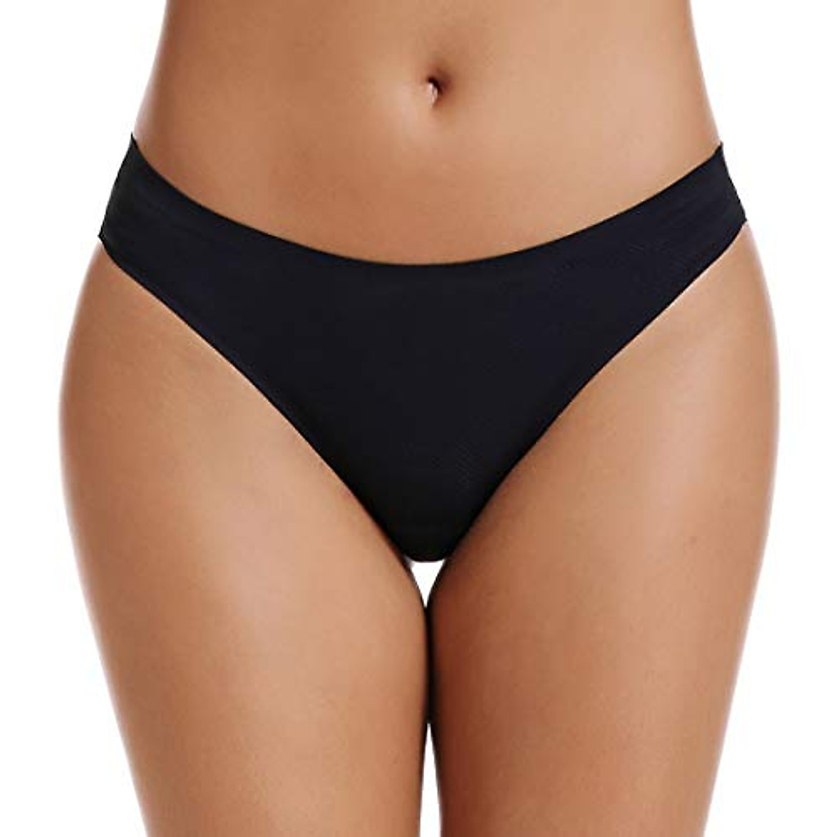 voenxe Seamless Thongs for Women No Show Thong Underwear Women 5-10 Pack (5 pack black, Small)