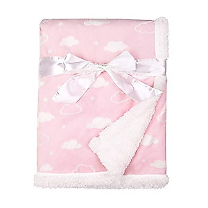 American Baby Company Heavenly Soft Chenille Sherpa Receiving Blanket, 3D Pink Cloud, 30" x 35", for Girls(Pack of 1)