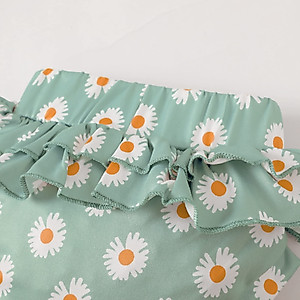 Newborn Baby Girl Clothes Infant Short Ruffle Romper Floral Pants Baby Girl Summer Outfits (Green, 3-6 Months)