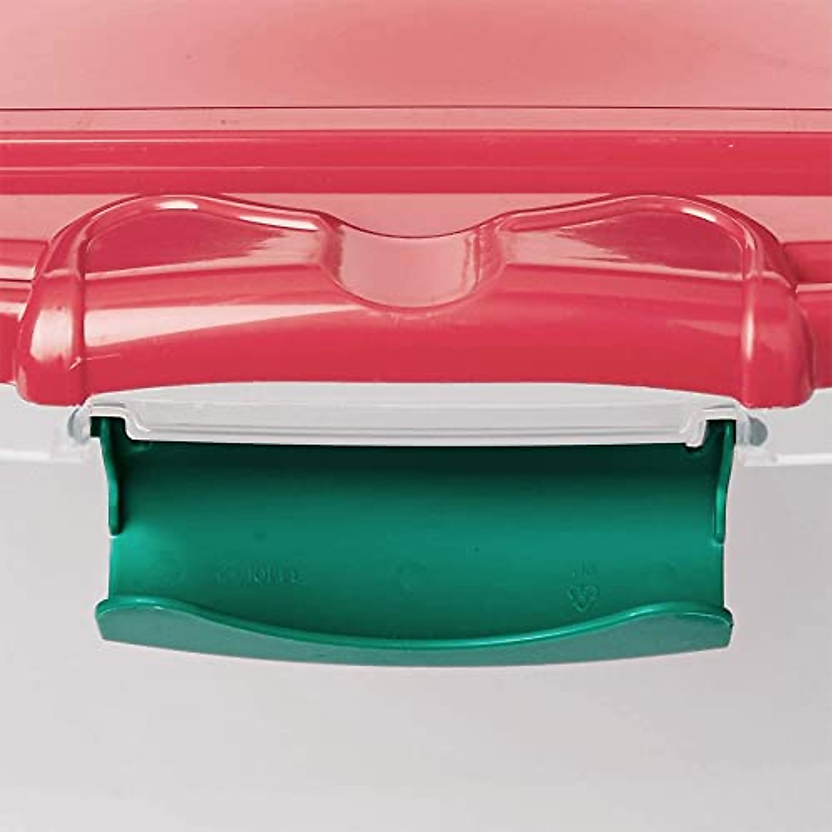 Homz 64 Quart Holiday Seasonal Decor Decoration Organizer Plastic Storage Bin Container with Red Tight Latching Lid and Green Handles, 6 Pack