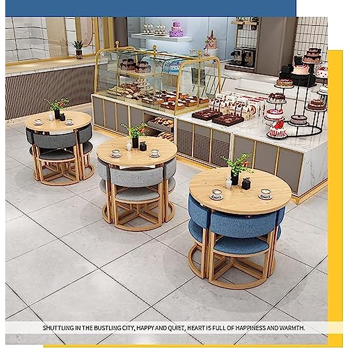 Dining Table and Chair Set, Folding Dining Table C Modern Conference Room Table,Business Dining Table,Negotiation Reception Tables and Chairs,Space-Saving Sales Office Shops Meetings 80cm Small Round
