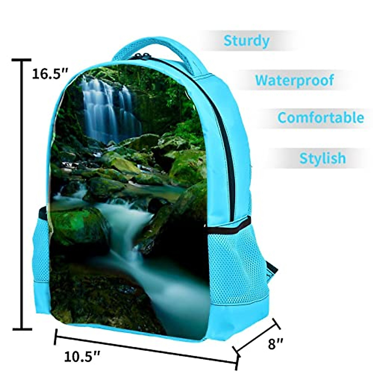 VBFOFBV Unisex Adult Backpack with for Travel Work, Rainforest Waterfall Landscape