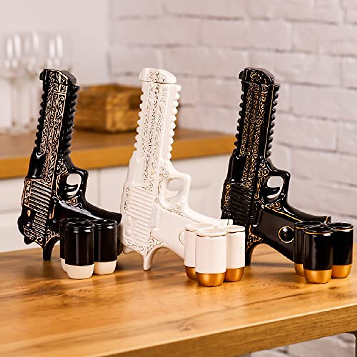 Ceramic Decanter Set 500Ml With Shot Glasses - Regalos Para Hombre - Tequila Liquor Whiskey Anniversary Bottle for Men - Alcohol Bar Decor For Home - Unique Dad Birthday Gift Ideas from Daughter Son