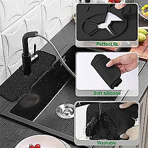 Silicone Faucet Drip Catcher Kitchen Sink Splash Mat, Water Catcher Tray Behind Faucet Handle Drip Pad Drip Protect Splash Countertop For Room -Gray