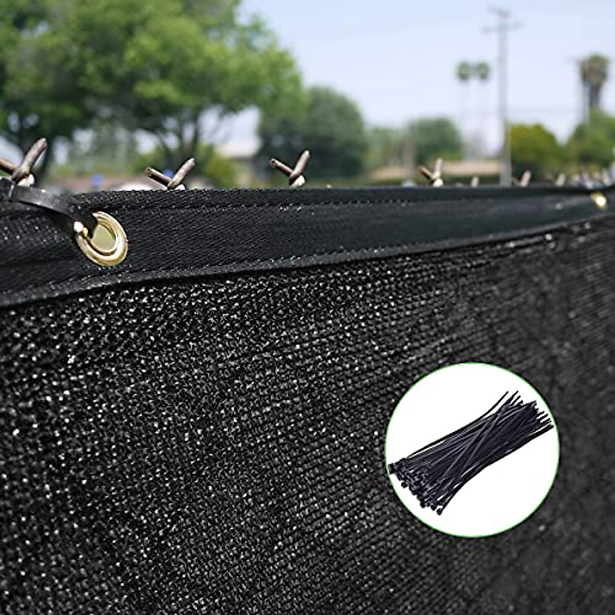 6' x 50' Wind Privacy Screen Fence (Set of 2-100' Long), Commercial Grade Fabric Mesh with Durable Grommets, Black | 180GSM