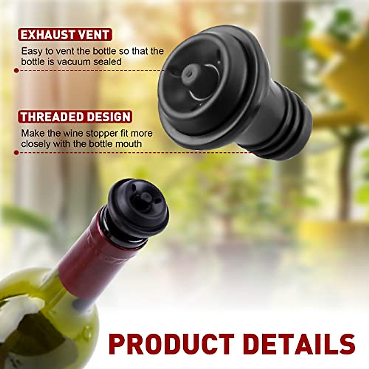 20 Pieces Wine Stoppers with Vacuum Pump Wine Preserver Vacuum Bottle Stopper Wine Keeper Wine Vacuum Stoppers Wine Saver Vacuum Pump for Kitchen Home Bar Office, Gifts for Wine Lovers