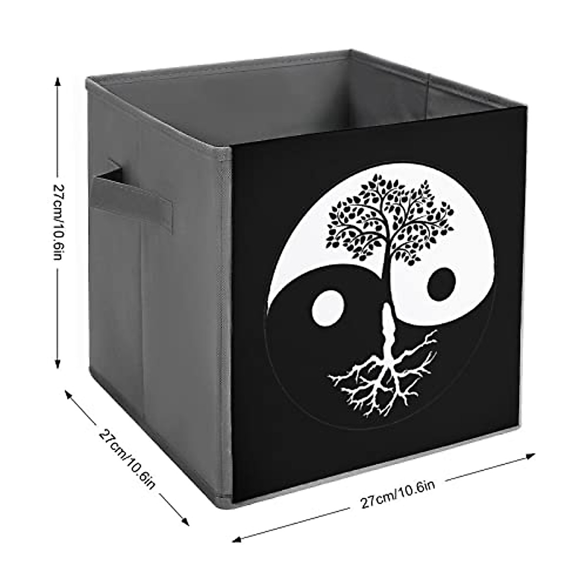 Tree of Life Yin Yang Collapsible Storage Bins Basics Folding Fabric Storage Cubes Organizer Boxes with Handles