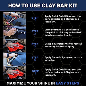 Nexgen Premium Clay Bar Kit — Complete Car Cleaning Kit — 5 Piece Professional-Grade Clay Bars Auto Detailing Wax Kit for Cars, RVs, Motorcycles, Boats, and ATVs