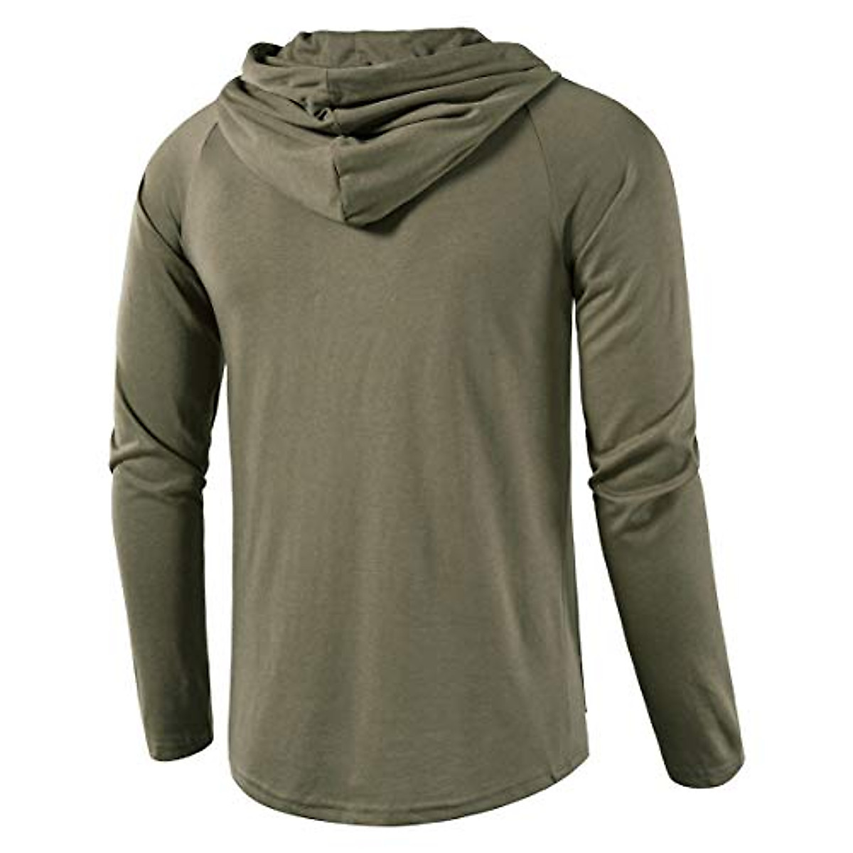 SIR7 Men's Gym Workout Active Long Sleeve Pullover Lightweight Hoodie Casual Hooded Sweatshirts(Army Green Large)