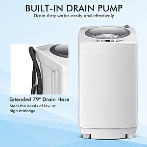 COSTWAY Portable Washing Machine, 8Lbs Capacity Full-automatic Washer with 6 Wash Programs, LED Display, 3 Water Levels, Compact Laundry Washer and Dryer Combo for Home, Apartment, Dorm, RVs