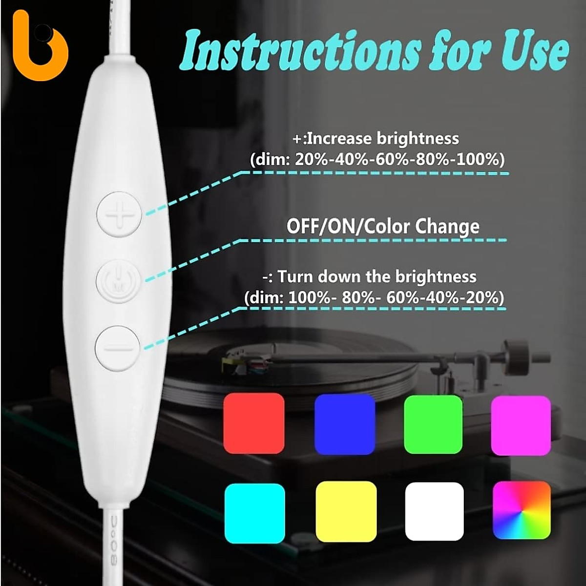 BiJun Now Playing Vinyl Record Stand, Now Spinning Vinyl Display Stand Wall Mount or Tabletop Vinyl Record Holder Wooden Floating Shlelf for Albums LP Display Storage with Illuminated Acrylic Panel