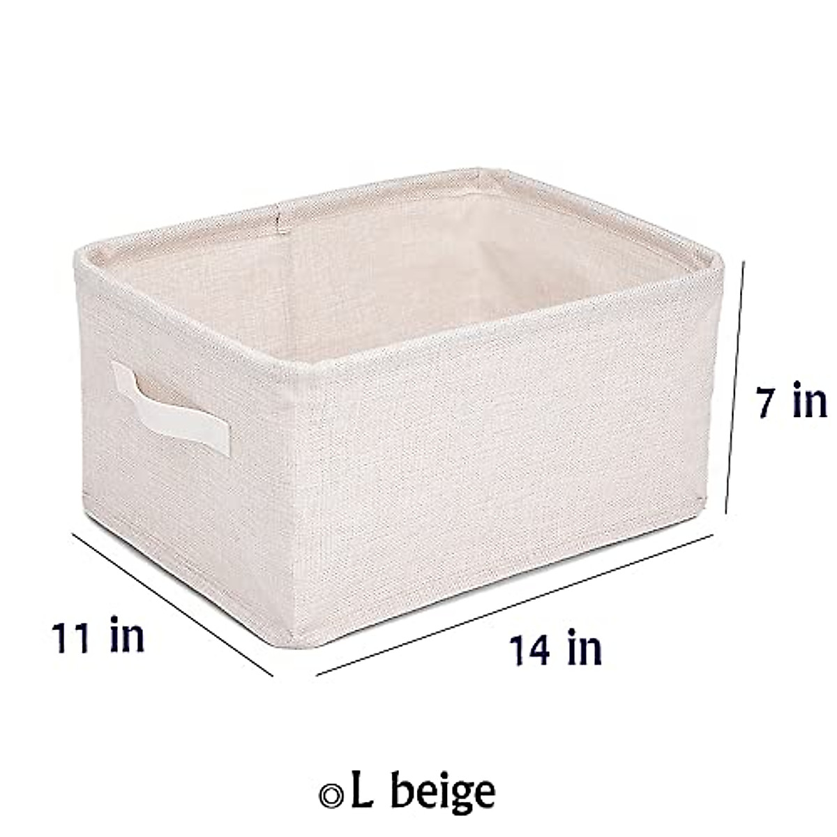 Jelier Fabric Collapsible Shelf Storage Basket,Multipurpose Linen Bin Organizer for Toys,Toiletries,Office Supplies,DVDs,Books,Clothes,Paper Rolls (L, beige)