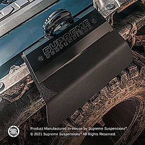 Supreme Suspensions - Universal Heavy-Duty Multi-Function Hitch Skid Plate Compatible with 2" Hitch Receivers | Includes 1x 3/4" D-Ring Shackle with Isolators - Black