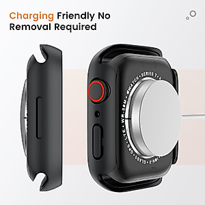 Goton Waterproof Privacy Case for Apple Watch Series 9 8 7 6 5 4 SE Ultra 40mm 44mm 41mm 45mm 49mm, Hard PC Bumper Tempered Glass Screen Protector for iWatch Cover Accessories, 45mm BlackBlack